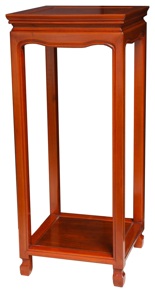 28" Rosewood Oriental Square Stand - Traditional - Plant Stands And ...