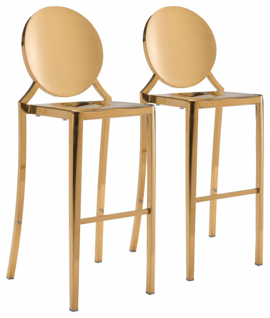 Set of Two Gold Steel Bar Chairs - Contemporary - Bar Stools And ...