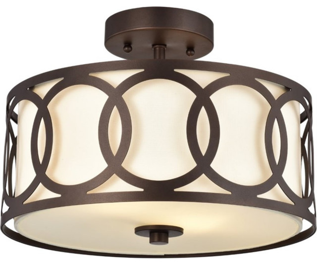 CHLOE Bronx 2 Light Oil Rubbed Bronze Semi-Flush Ceiling Fixture 13 ...