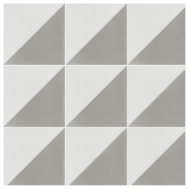 8"x8" Man Overboard Featherstone and White Handcrafted Cement Tiles ...