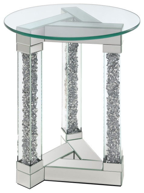 Octave Square Post Legs Round End Table Mirror - Contemporary - Side ...