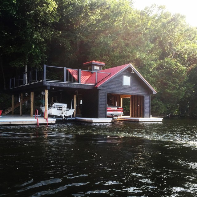 Lake Rosseau Boathouse - Black with Red Roof - Other - by Corbin Patten ...