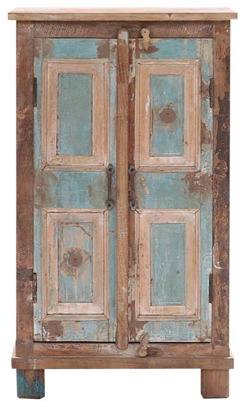 Antique Panel Door Reclaimed Wood Storage Cabinet - Farmhouse - Storage ...