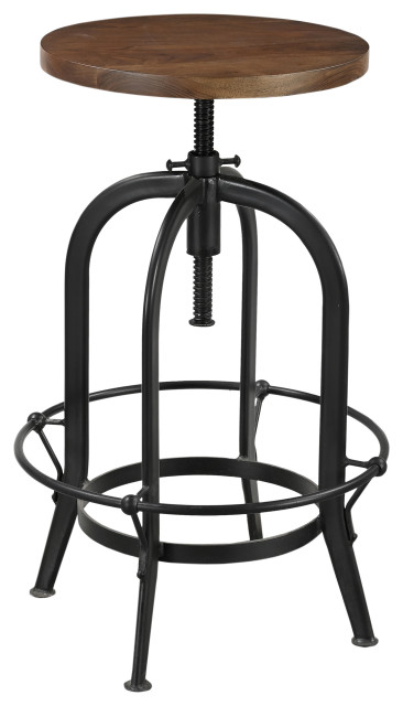 Kaylie Adjustable Height Wood Stool - Industrial - Bar Stools And ...