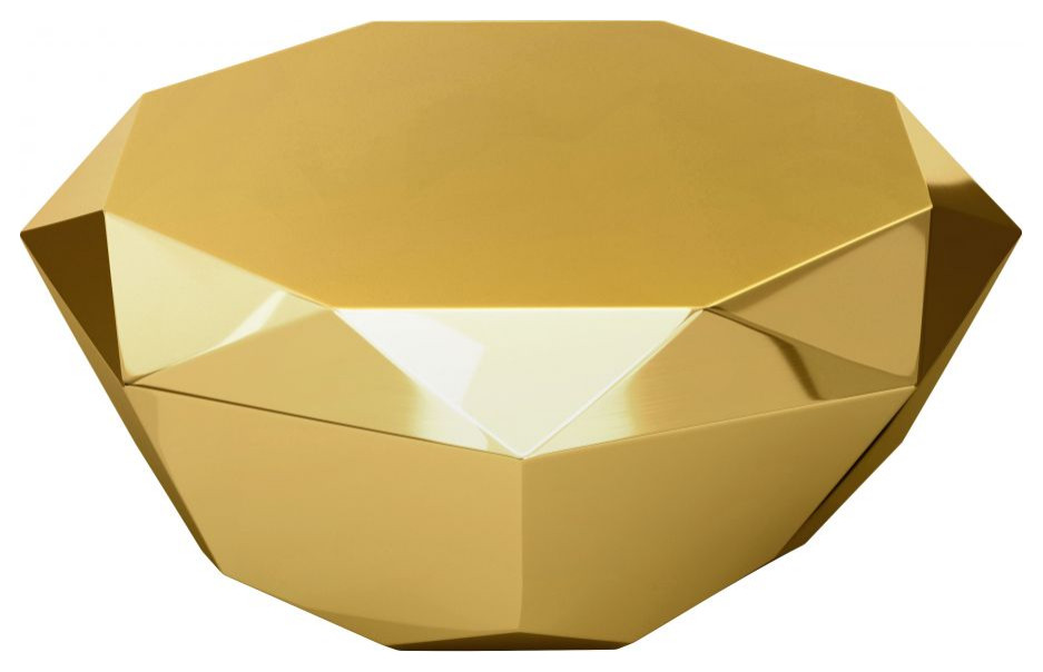 Diamond Coffee Table Gold, Geomtric Shaped Gem Cocktail Table ...
