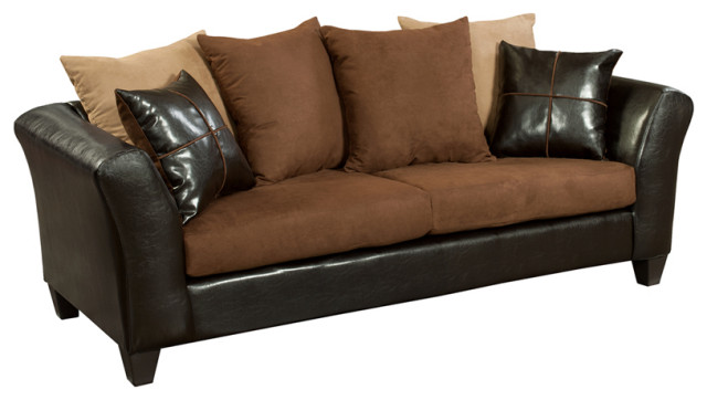 Riverstone Sierra Chocolate Microfiber Sofa, 83"Wx33"Dx37"H ...