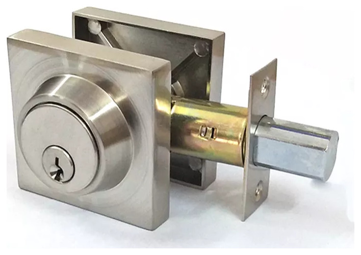 Square Interior Deadbolt in Brushed Stainless Steel by Nova Hardware ...