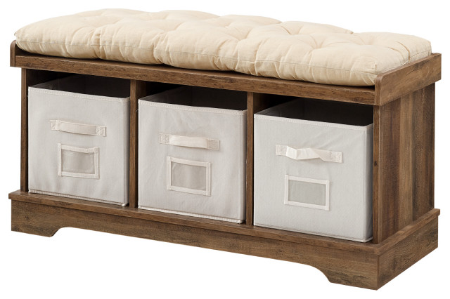 Essential 42" Modern Farmhouse Entryway Storage Bench - Rustic Oak ...
