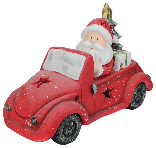Santa Claus Driving Vintage Beetle With a Christmas Tree Table Top ...