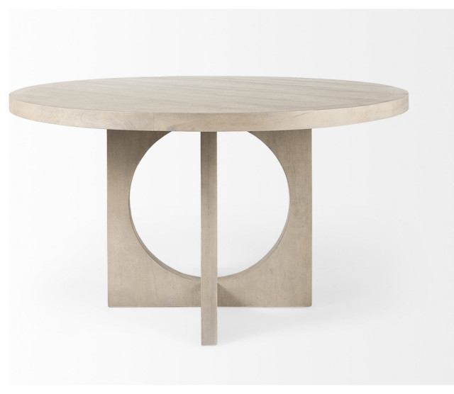 Light Natural Wood Round Geometric Dining Table - Transitional - Dining Tables - by HomeRoots ...
