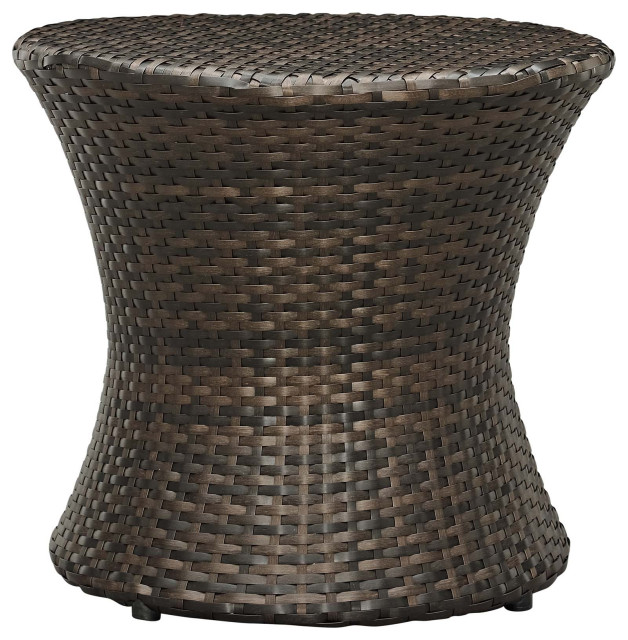 Stage Round Outdoor Wicker Rattan Side Table - Tropical - Outdoor Side ...
