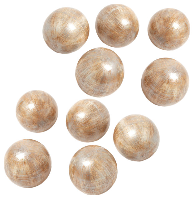 Elegant Pale Gold Enamel Decorative Sphere Set of 10 Balls Striped ...