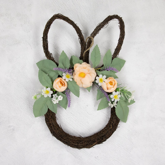 15" Bunny Ears Floral Easter Twig Wreath - Wreaths And Garlands - by ...