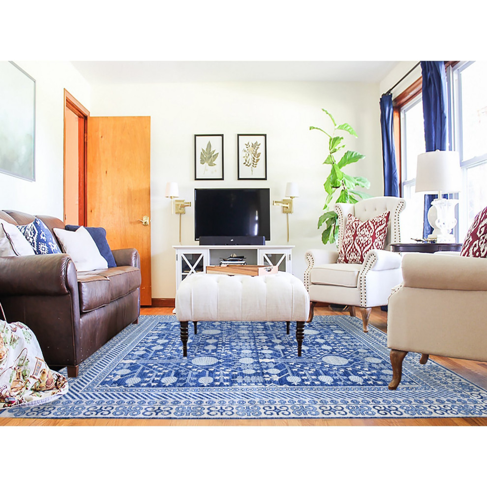 Boeing Blue Khotan Pomegranate Design Wool Hand Knotted Oriental Rug 8 ...