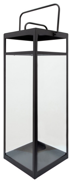 Metal 29" Rectangular Lantern, Black - Transitional - Candleholders ...