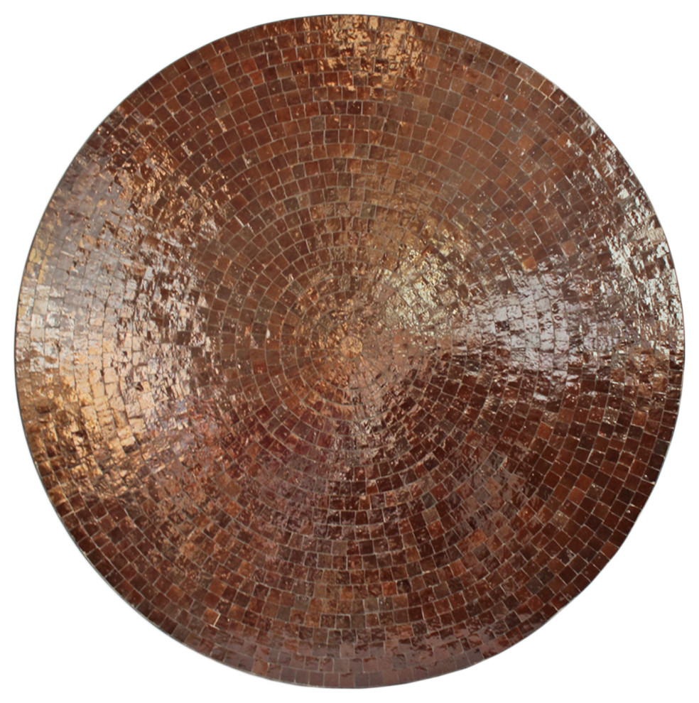 Outdoor Round Mosaic Tile Table - Industrial - Outdoor Dining Tables ...