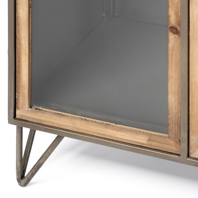 Pandora II Medium Brown Solid Wood & Metal w/Glass Doors Display ...