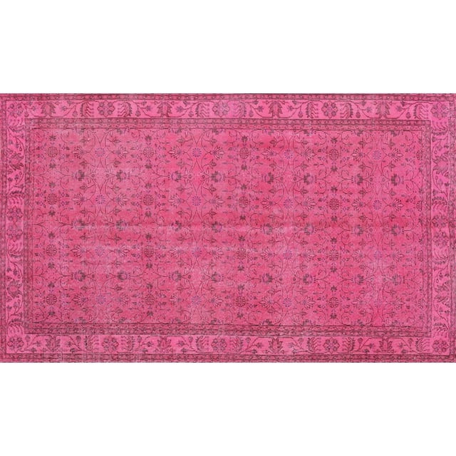 Machine Washable Traditional Area Rug with Neon Hot Pink Tone, 3 ...