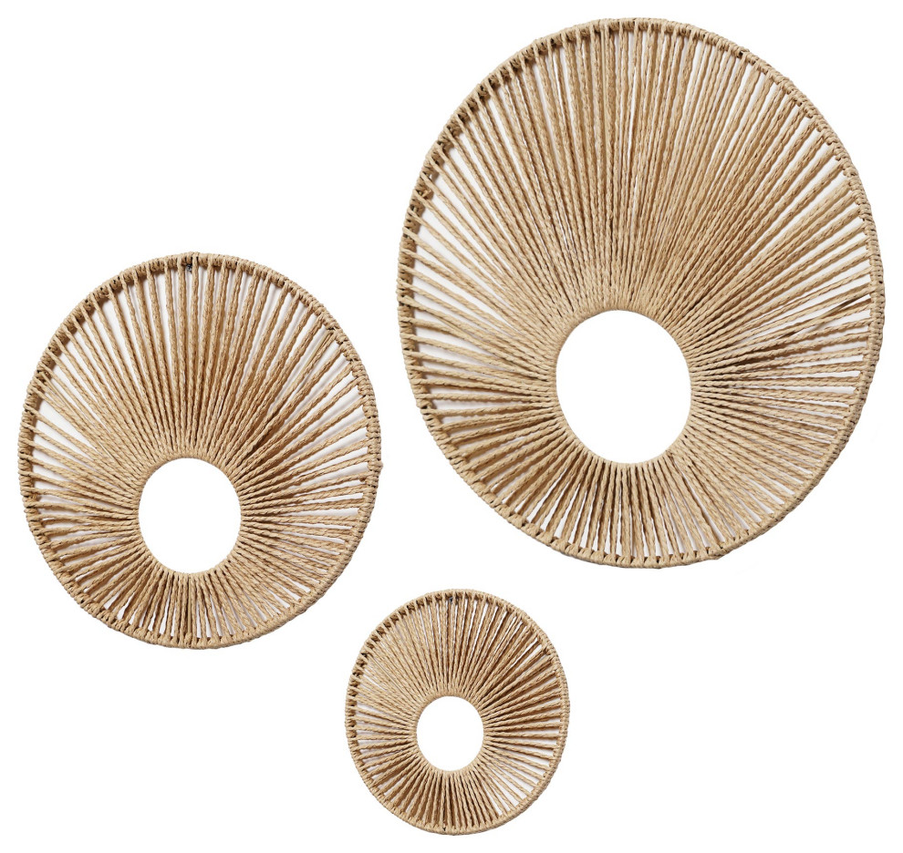 American Art Decor Woven Paper Rope Wall Decor, Set of 3 - Natural ...
