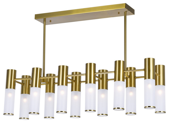 Pipes 12 Light Island/Pool Table Chandelier With Sun Gold Finish ...