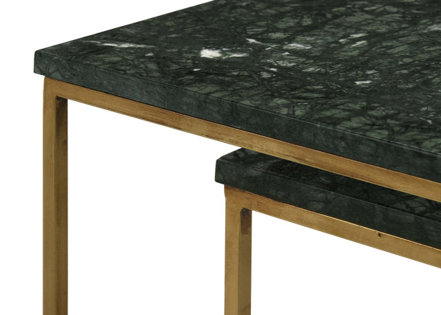 Medora 3-piece Nesting Table With Marble Top Large Table Green ...