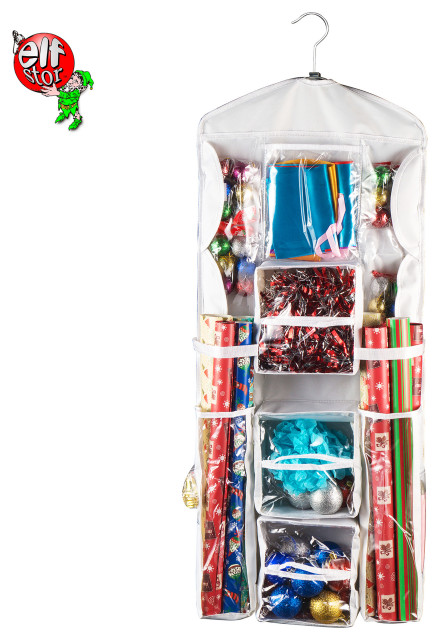 Wrapping Paper Storage Organizer Dual-Sided Hanging Wrap Station for 30 ...