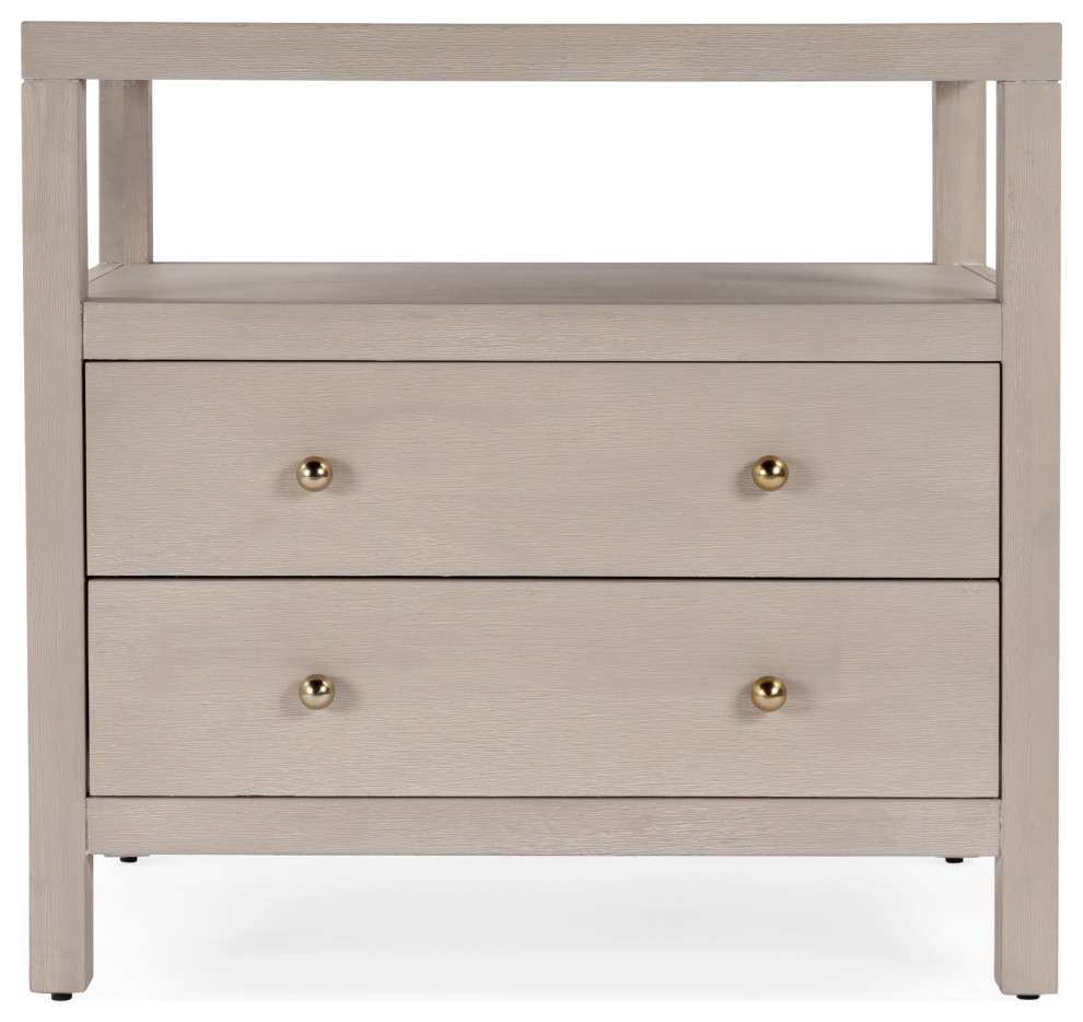 Nora 2-Drawer Wood Wide Nightstand - Transitional - Nightstands And ...