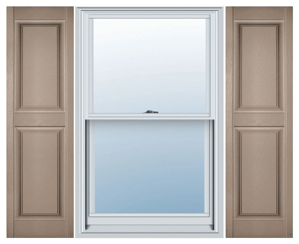 Builders Edge, Standard Two Equal Panels, Raised Panel Shutters, Wicker ...