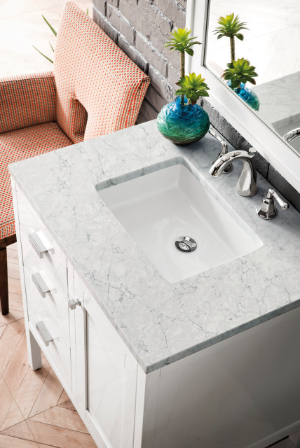 Addison 30" Vanity, Glossy White, Eternal Jasmine Pearl Quartz Top ...