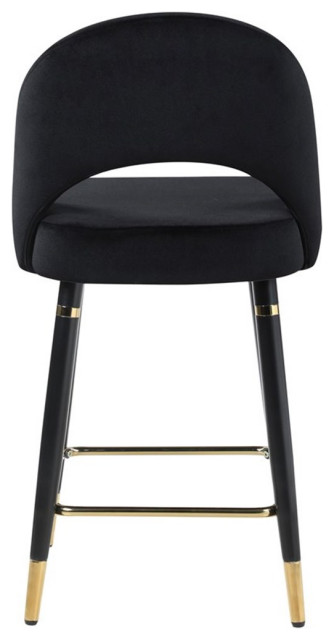 Pemberly Row Arched Back Upholstered Counter Height Stool in Black ...