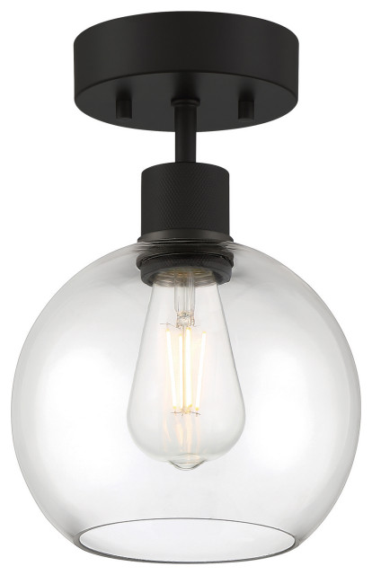Port Nine Burgundy LED Semi Flush Mount, Matte Black - Transitional ...