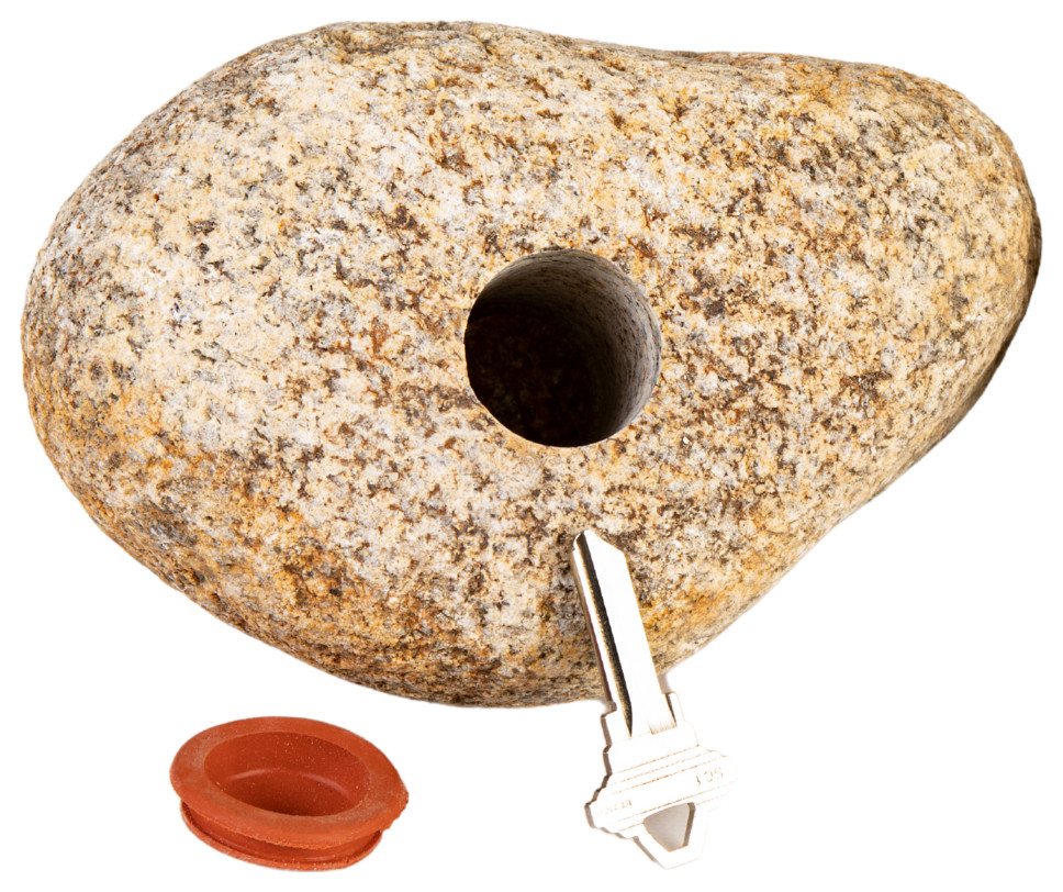 Real Rock Key Hiding Stone - Rustic - Garden Statues And Yard Art - by ...