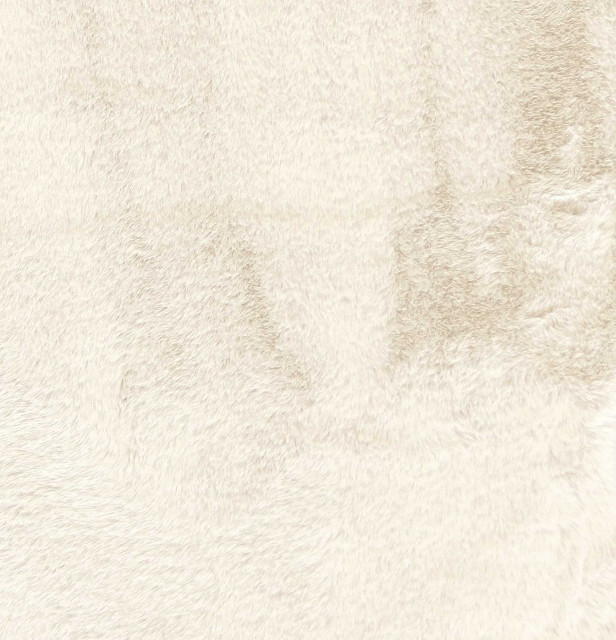 Luxe Faux Rabbit Fur Rectangular Rug 5' X 8' - Ivory - Contemporary ...