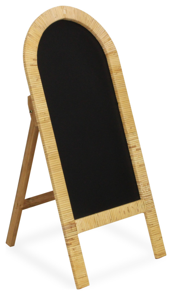 Curved Rattan Standing Chalkboard - Small - Tropical - Bulletin Boards ...