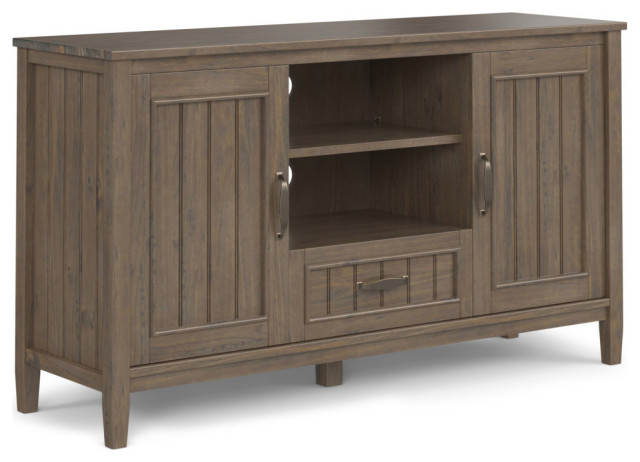 Lev Solid Wood Tv Media Stand In Smoky Brown For Tvs Up To 60 ...