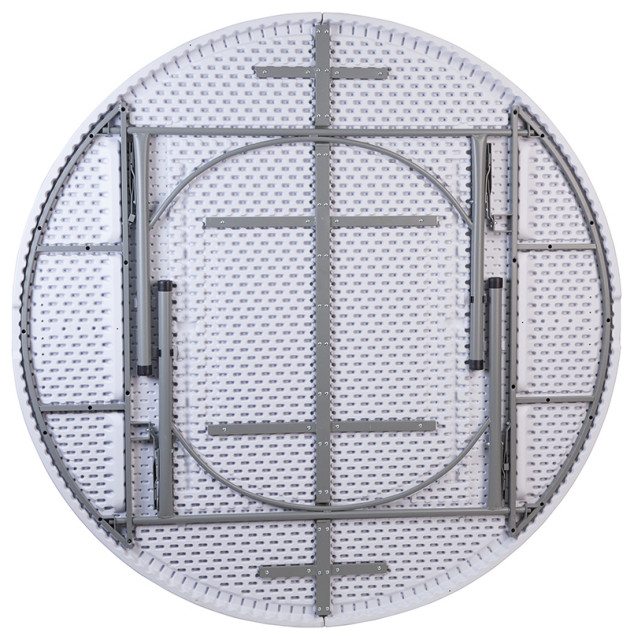6-Foot Round Granite White Plastic Folding Table, 70.75"Wx70.75"Dx29"H ...