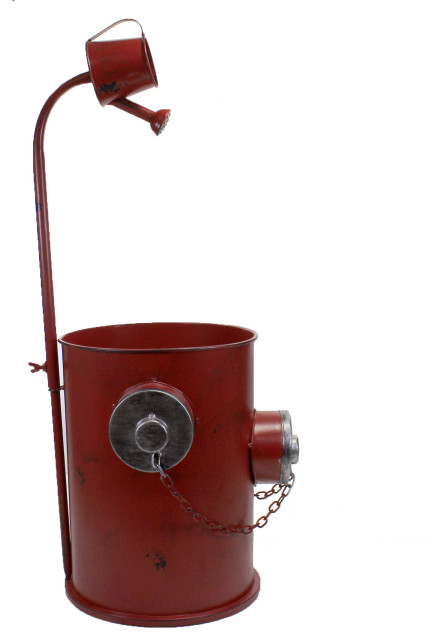 Home and Garden Fire Hydrant Red Planter Metal Decor Garden Flowers Dog ...