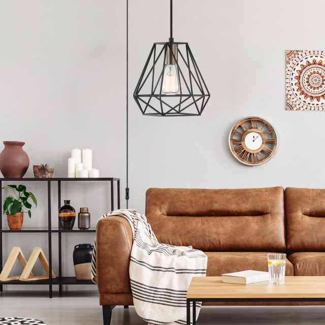 Sansa 1-Light Dark Bronze Plug-In or Hardwire Pendant Lighting ...
