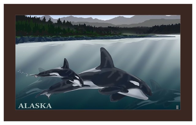 Mike Rangner Alaska Orca Pod Alaska Art Print, 24"x36" - Contemporary ...