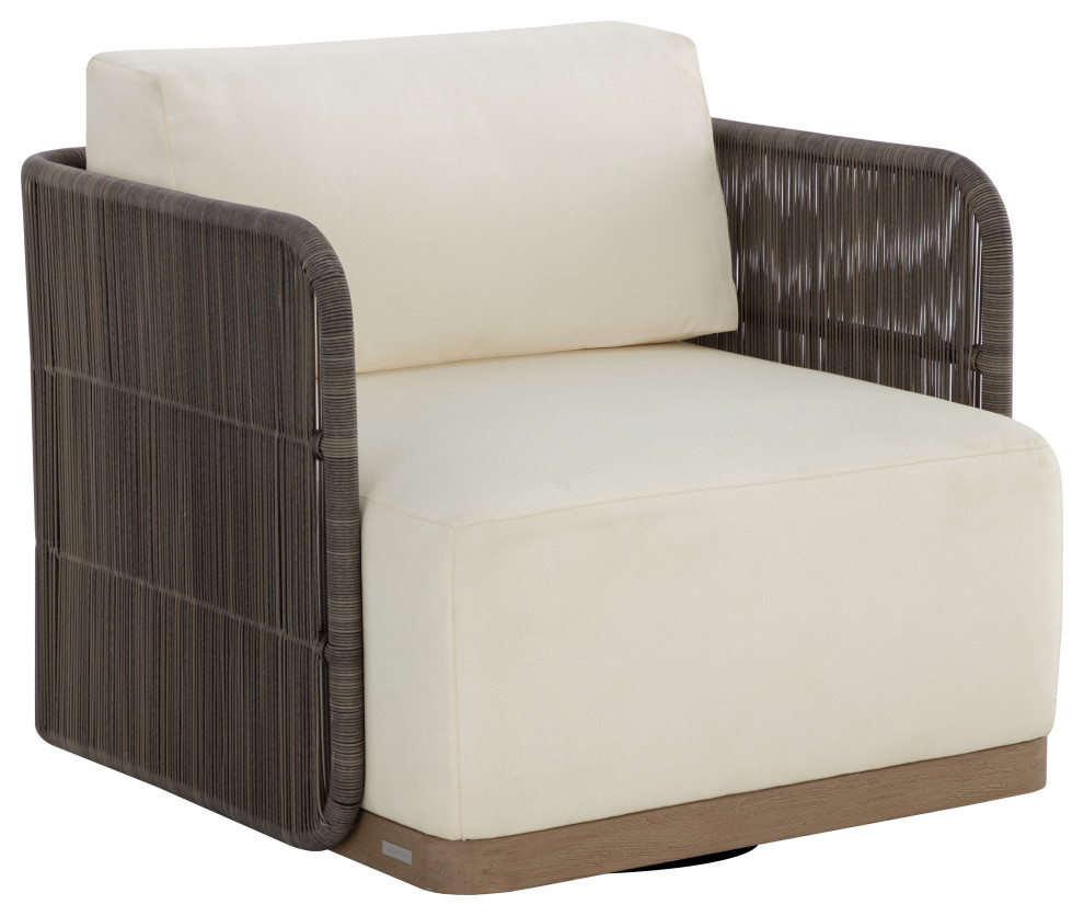 Ravenna Swivel Armchair, Stinson Cream - Modern - Outdoor Lounge Chairs ...