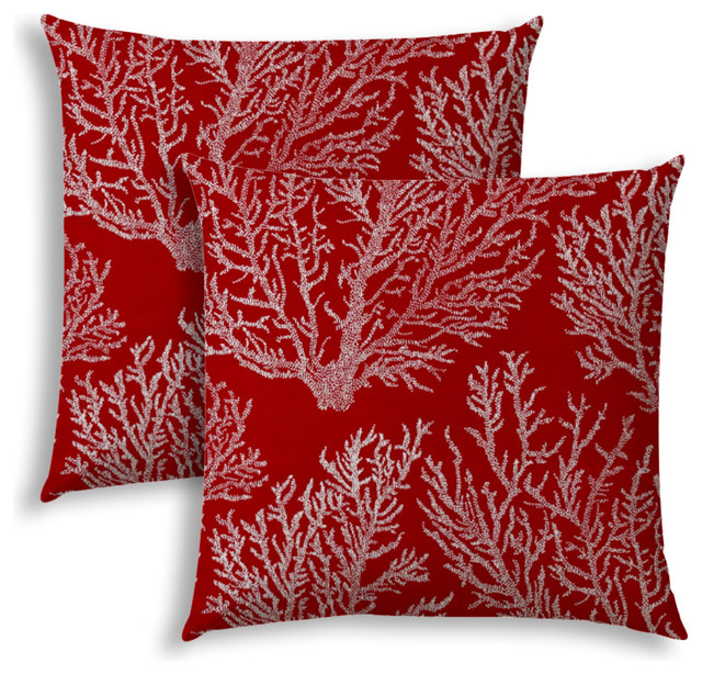SEA OF CORAL Indoor/Outdoor Pillows - Beach Style - Outdoor Cushions ...