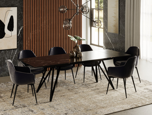 Modrest Bobby Modern Black Ceramic Extendable Dining Table ...