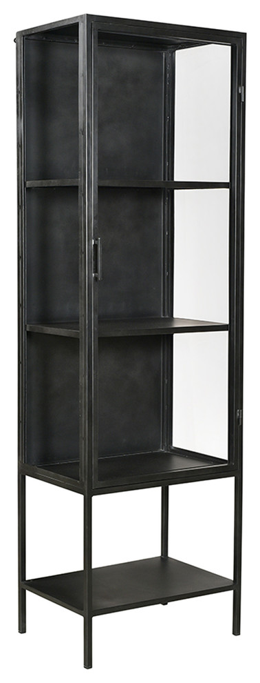 Black Iron & Glass Display Cabinet - Industrial - Display And Wall ...