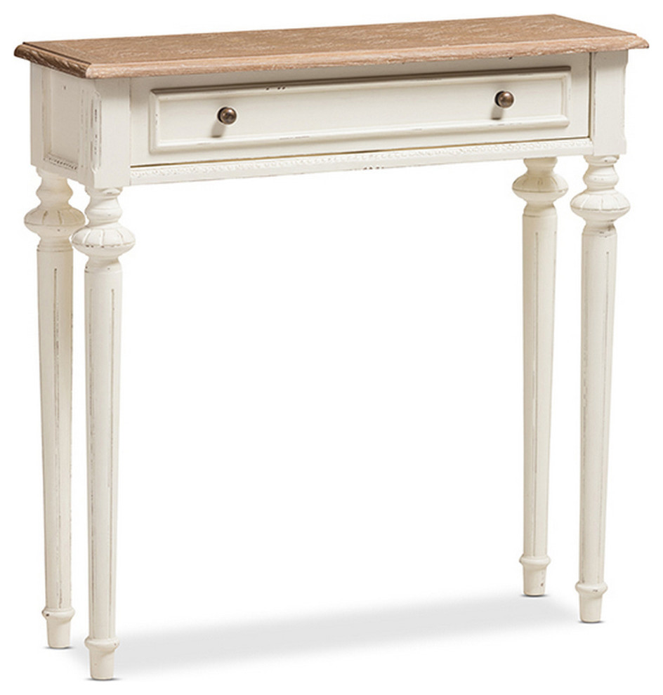Urban Designs Weathered Oak White Wash Distressed Wood Two-Tone Console ...