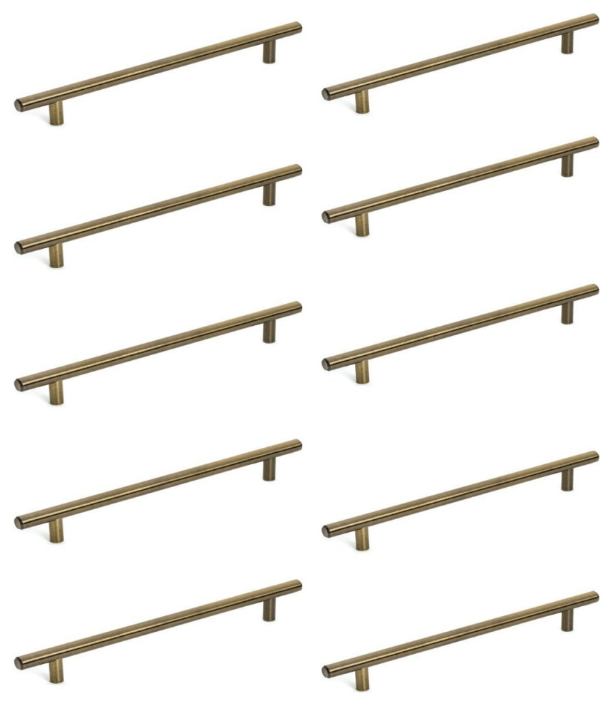 Antique Brass 7-1/2" (192mm) European Bar Pull - 10 PACK - Transitional ...