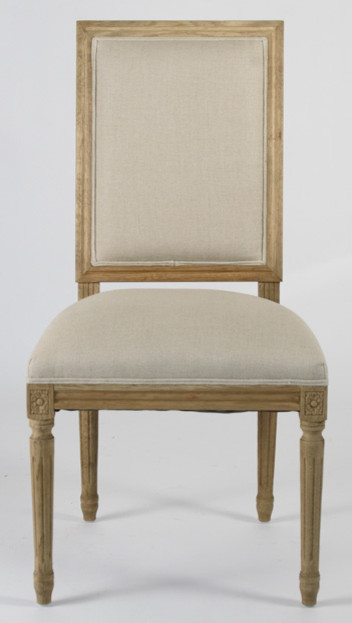 Tufted Louis Side Chair, Natural Linen - French Country - Dining Chairs ...