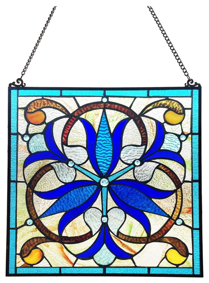 Chloe Lighting Bell-Flower Victorian-Style Stained Glass Window Panel ...