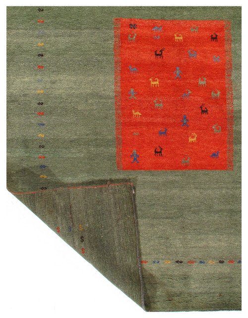 Green Habd Knotted Gabbeh Rug 8'8"x11'7" - Southwestern - Area Rugs ...