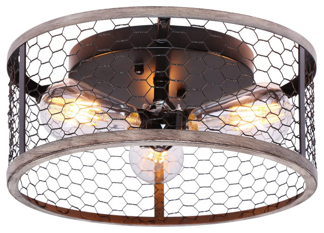 3 Light Rust Ceiling Light Fixture Retro Farmhouse Ceiling Lamp ...