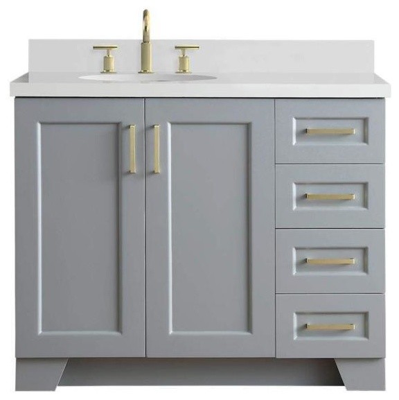 Ariel Taylor 43" Gray Modern Oval Sink Vanity - Transitional - Bathroom ...